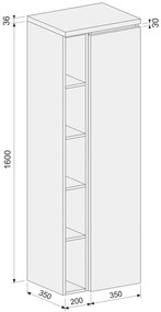 Intedoor OPERA, koupelnová skříňka vysoká - nika vlevo, dveře pravé - OP SV 55 1D P 1OPL OP SV 55 1D P 1OPL