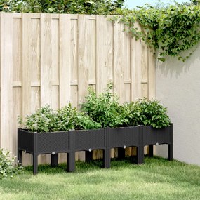 Zahradní truhlík s nohami černý 160 x 40 x 42 cm PP - Default Title