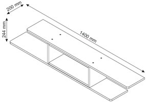 Nástěnný regál s policemi Avola, béžová kašmír/dub cremona