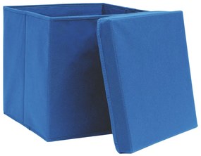 Úložné boxy s víky 10 ks modré 32 x 32 x 32 cm textil - Default Title