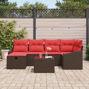Set pohovek s polštářem s úložištěm Hnědá polyratan 3359293