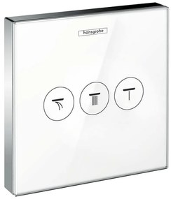 Hansgrohe ShowerSelect Glass, ventil pod omítku pro 3 spotřebiče, bílá/chromová, HAN-15736400