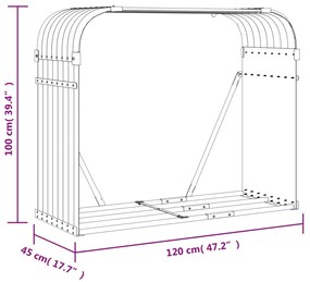 Stojan na dřevo světle šedý 120 x 45 x 100 cm pozinkovaná ocel,  364553