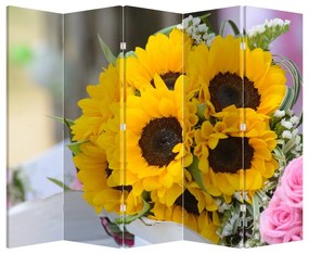 Paraván - Svatební kytice ze slunečnic (210x170 cm)