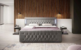 K&M postele Boxspring postel DIVAT s úložným prostorem, LED a USB Velikost postele: 180 × 200 cm, Výběr matrace: Taštičková zónová matrace - měkká (7…