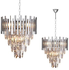 Lustr Aspen II, 1x křišťálové/chromové kovové stínítko, (fi 45cm), ch