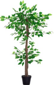 Umělý čajovník Outsunny, 120 cm, umělé stromky v dekorativním květináči pro interiér domova, obývací pokoj, kancelář Ø16x120 cm, zelený | Aosom