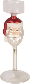 Skleněný svícen na čajovou svíčku Santa Claus - Ø 7*20 cm