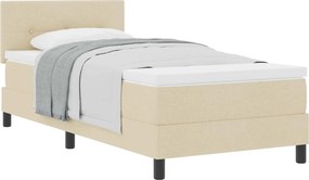 Postel s boxspringem s čelo Krémová 90 x 200 cm textil 3338662