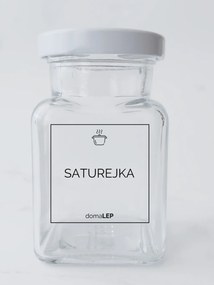 Samolepka na kořenky SATUREJKA průhledná  5 × 5 cm základní písmo