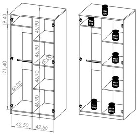 BONO m | šatní skříň SZ2D | 90 cm | monastery