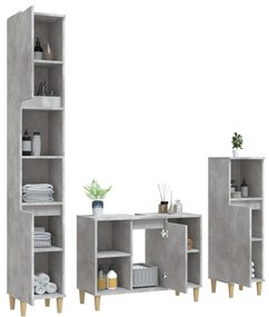 3dílný set koupelnového nábytku betonově šedý kompozitní dřevo,  3185617