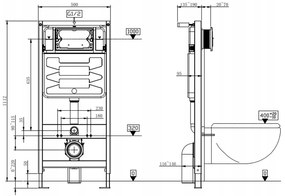 Závěsný set Mexen Fenix + WC TEO Rimless černá 51 x 36 cm + pomalu padající deska Slim, 60100 + 3385XX85