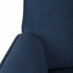 Křeslo ušák modré manšestrová látka dřevěné nohy masiv AK-314 BLUE2