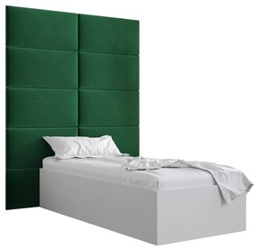 Jednolůžková postel s čalouněným čelem 90 cm Brittany 1 (bílá matná + zelená) (s roštem). 1045864