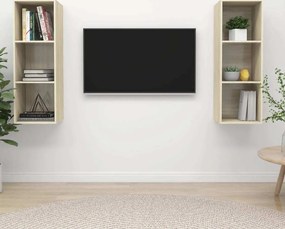 vidaXL Nástěnné TV skříňky 2 ks dřevotříska [3079859] Barva: šedá s vysokým leskem
