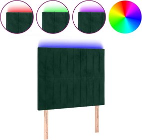 Čelo postele s LED tmavě zelená 90x5x118/128 cm samet 3122701