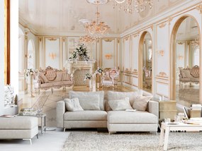Fototapeta Luxusní interiér - bílý obývací pokoj v glamour stylu