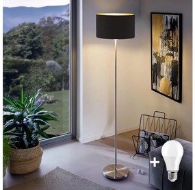 LED Stojací lampa TUNJA 1xE27/20W/230V pr. 38 cm matný chrom/černá