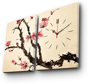 2 dílné dekorativní nástěnné hodiny Tree krémovo-růžové