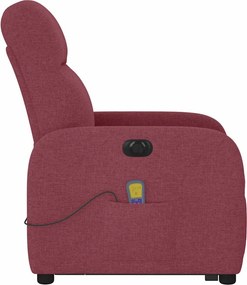 Elektrické zvedací masážní polohovací křeslo vínové textil 3303005