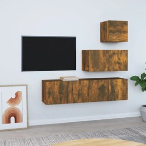 4dílný set TV skříněk kouřový dub kompozitní dřevo 3120317