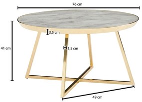 Bruxxi Konferenční stolek Furel, 76 cm, zlatá