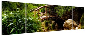 Obraz dřevěného mostu přes říčku (170x50 cm)