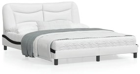 vidaXL Rám postele s čelem bílý a černý 160 x 200 cm umělá kůže