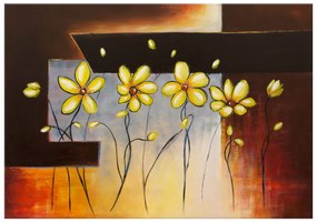 Gario Ručně malovaný obraz Žluté kvítky Rozměry: 70 x 100 cm