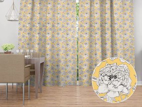 Biante Bavlněný závěs Sandra SA-510 Pivoňky na žlutém 150x180 cm