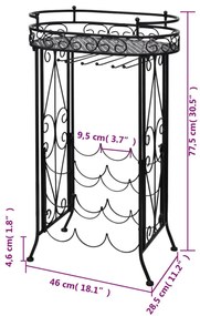 vidaXL Marketos Stojan na víno se stojanem na sklenice na 9 lahví kov