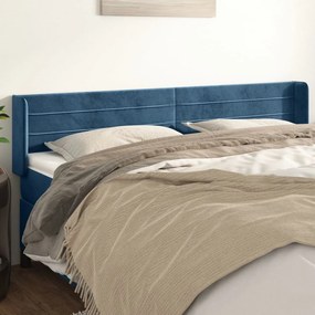 Čelo postele typu ušák tmavě modrá 203x16x78/88 cm samet 3118978