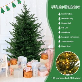 Costway 136 cm Umělý vánoční stromeček s osvětlením a 180 Teplá bílá LED světla