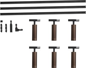 Moderní kolejnicový systém s 6 bodovými světly tmavě bronzový 1-fázový - Slimline Uzzy