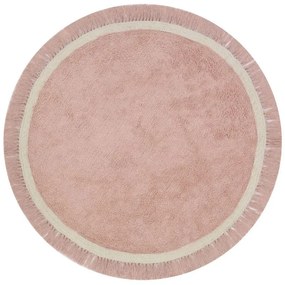 Kulatý koberec ROSA s třásněmi růžový