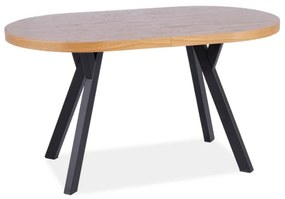 SIGNAL Jídelní stůl rozkládací - DOMINGO II, 140/206/272x80, dýha dub/matná černá