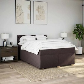 Box spring postel s matrací tmavě hnědá 140x190 cm textil 3288193