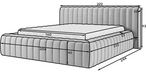 Světle šedá čalouněná dvoulůžková postel s úložným prostorem s roštem 160x200 cm Carilla – ELTAP