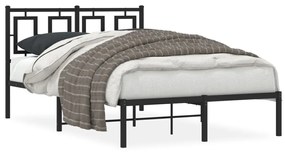 Kovový rám postele s čelem černý 120 x 200 cm - Default Title