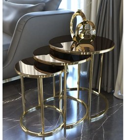 Sada odkládacích stolků s bronzovým zrcadlem Gold