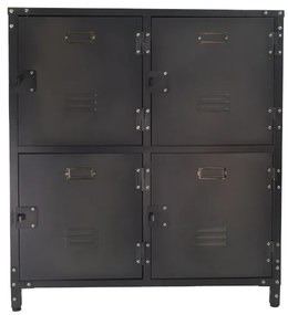 German Kovová skříň ve vintage industriálním stylu / 82,5 × 75 × 35 cm / ocel / černá