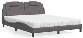 Postel Viana s matrací šedá 160 x 200 cm umělá kůže 3208806