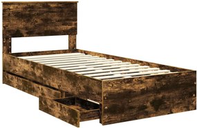 Rám postele s čelo Kouřový dub 90 x 200 cm Inženýrské dřevo 3410746
