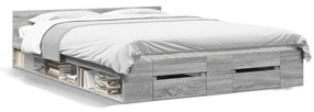 Rám postele se zásuvkami šedý sonoma 140 x 190 cm kompozit