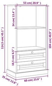 Knihovna VIGO I - 60x35x114,5 cm - masivní borovice | šedá