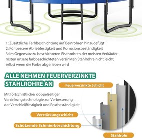 Costway Φ 244 cm venkovní trampolína s basketbalovým košem