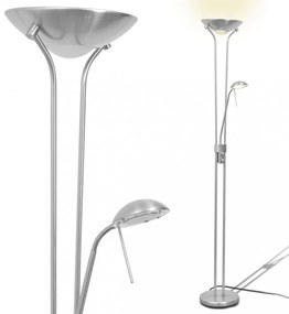 Stojací stmívací LED lampa Dekorhome Stříbrná