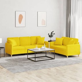 2dílná sedací souprava s polštáři světle žlutá textil 3202139