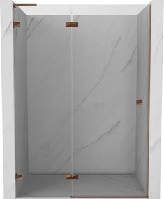 Mexen Lunar L, levé otočné sprchové dveře 135 cm, 8mm čiré sklo, růžové zlato profil, 834L-135-000-60-00-L